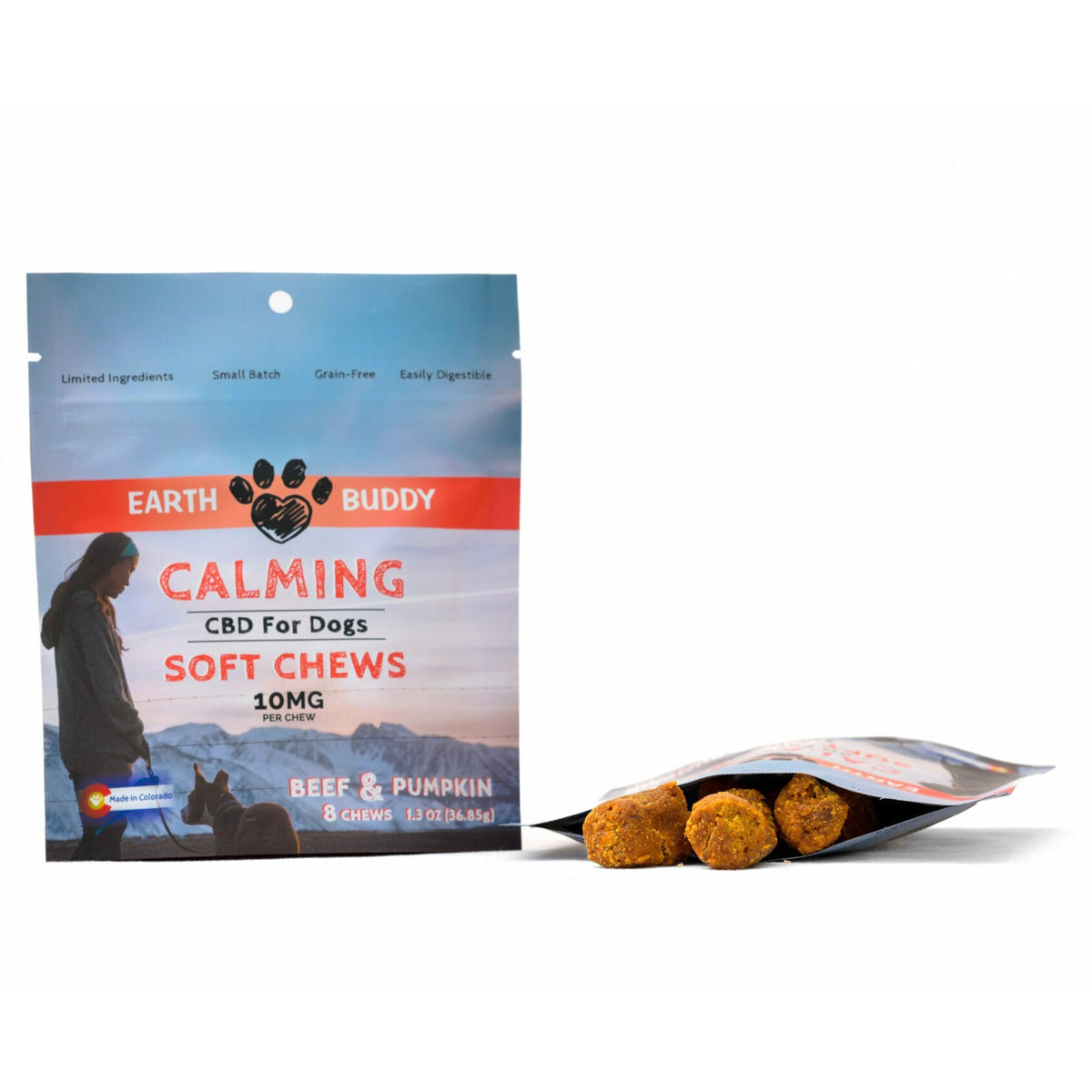 Earth Buddy CBD Calming Chews for Dogs – Beef & Pumpkin – 10mg - 8 Sof ...
