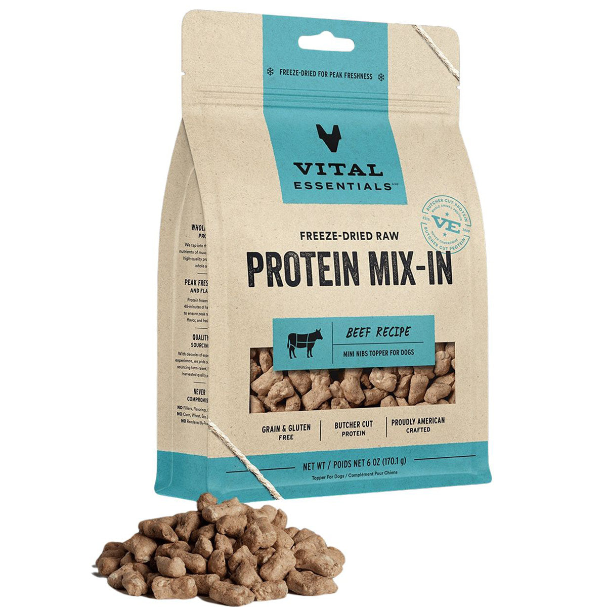 Vital Essentials Beef Mini Nibs Mixin Protein Freeze Dried Topper Dog ...