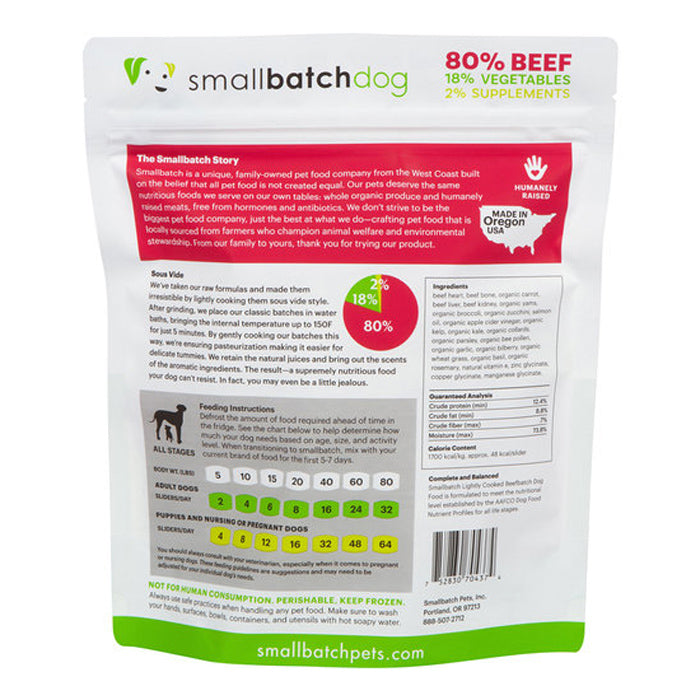 Smallbatch Lightly Cooked Frozen Beef Batch Dog Food 2lb – Poudre Pet ...