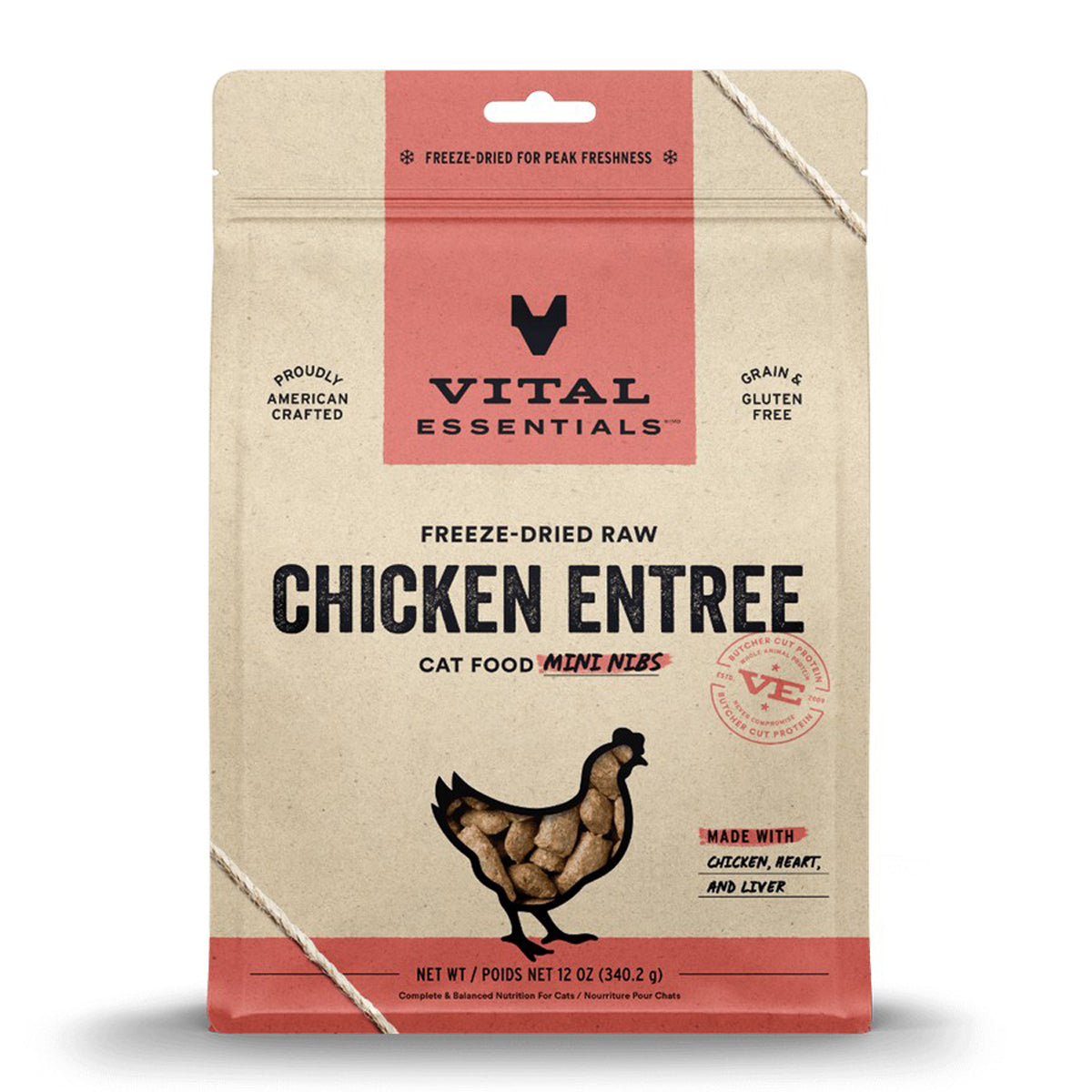 Vital Essentials Freeze-Dried Raw Chicken Entree Cat Food Mini Nibs 12 ...