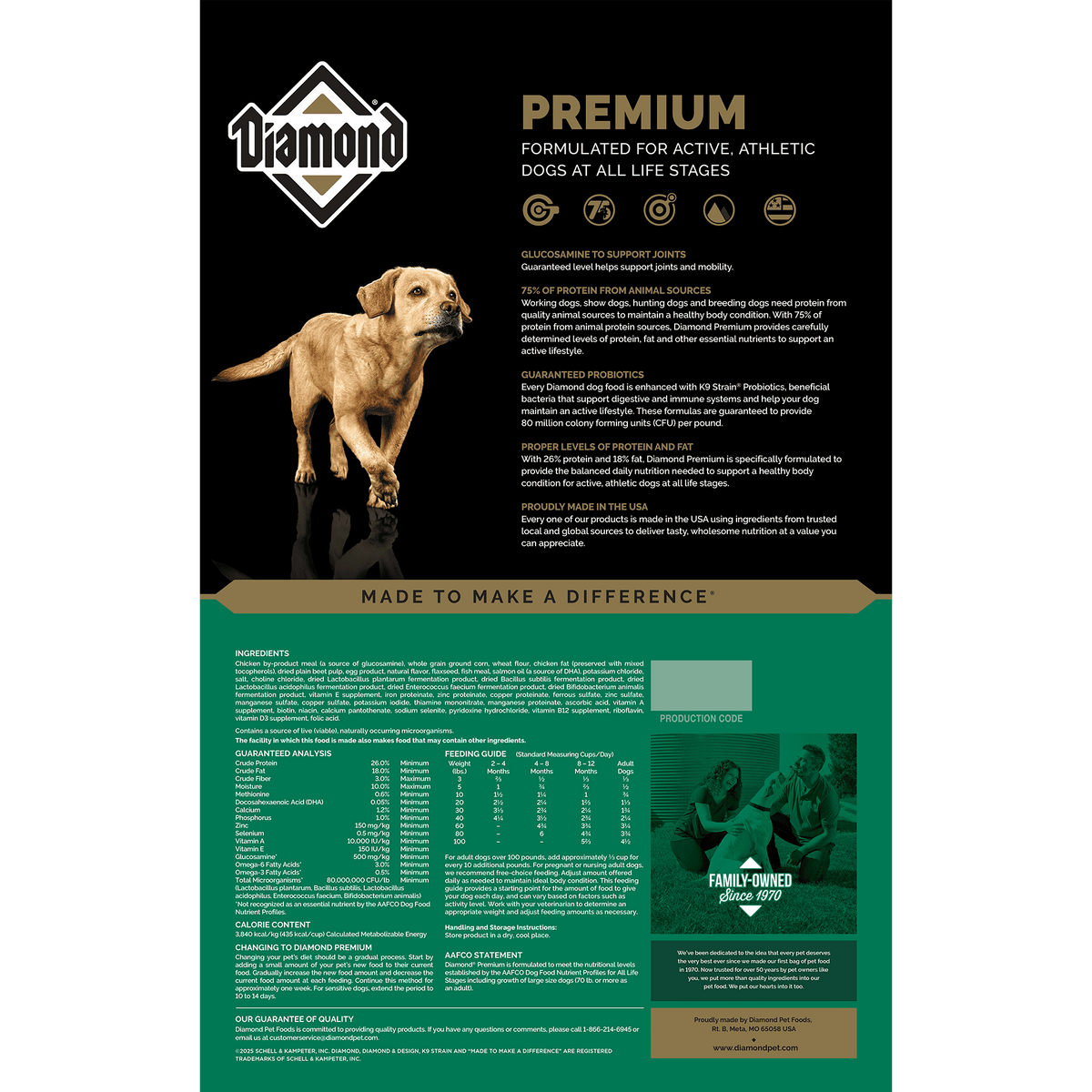 Diamond Premium Adult Dry Dog Food - Chicken - 40lb Bag – Poudre Pet ...