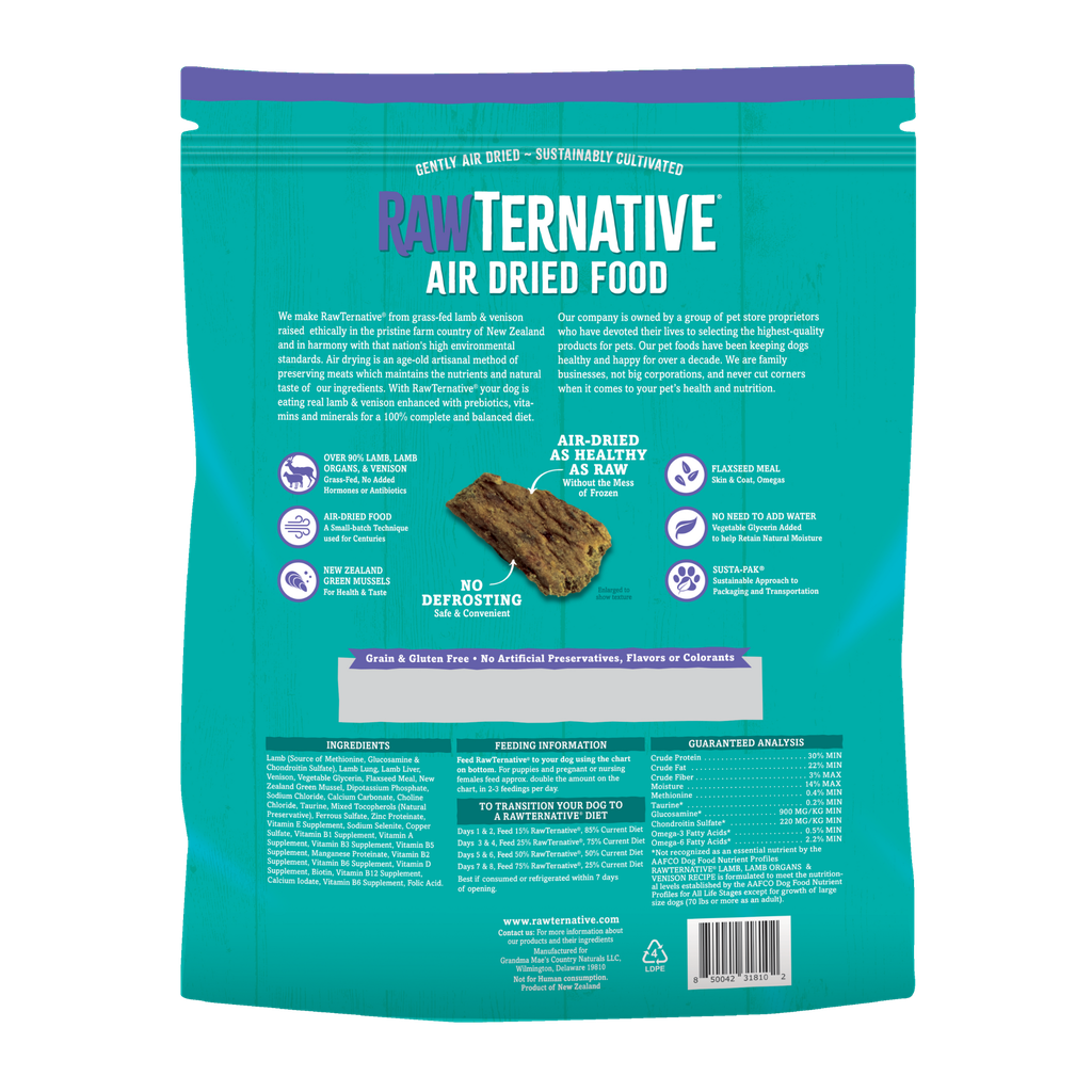 Rawternative Air Dried Raw Dog Food - Lamb & Venison - 5lb Bag – Poudre ...